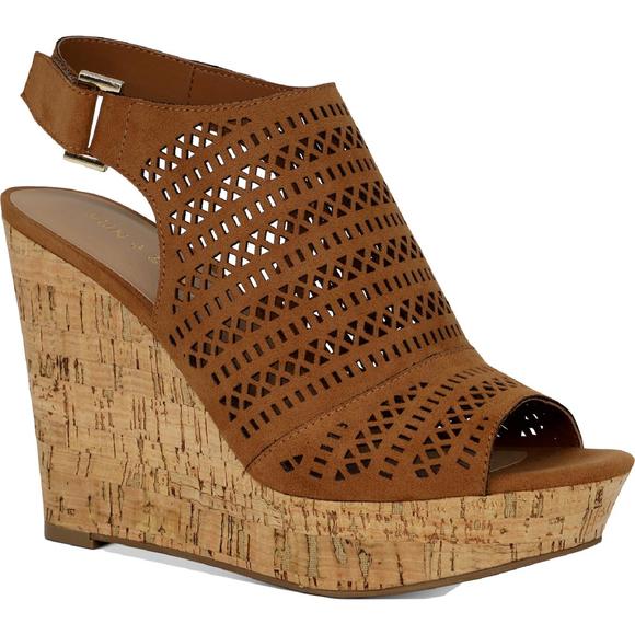 Sun + Stone | Shoes | Sun Stone Womens Charlize Tan Faux Leather Wedge ...